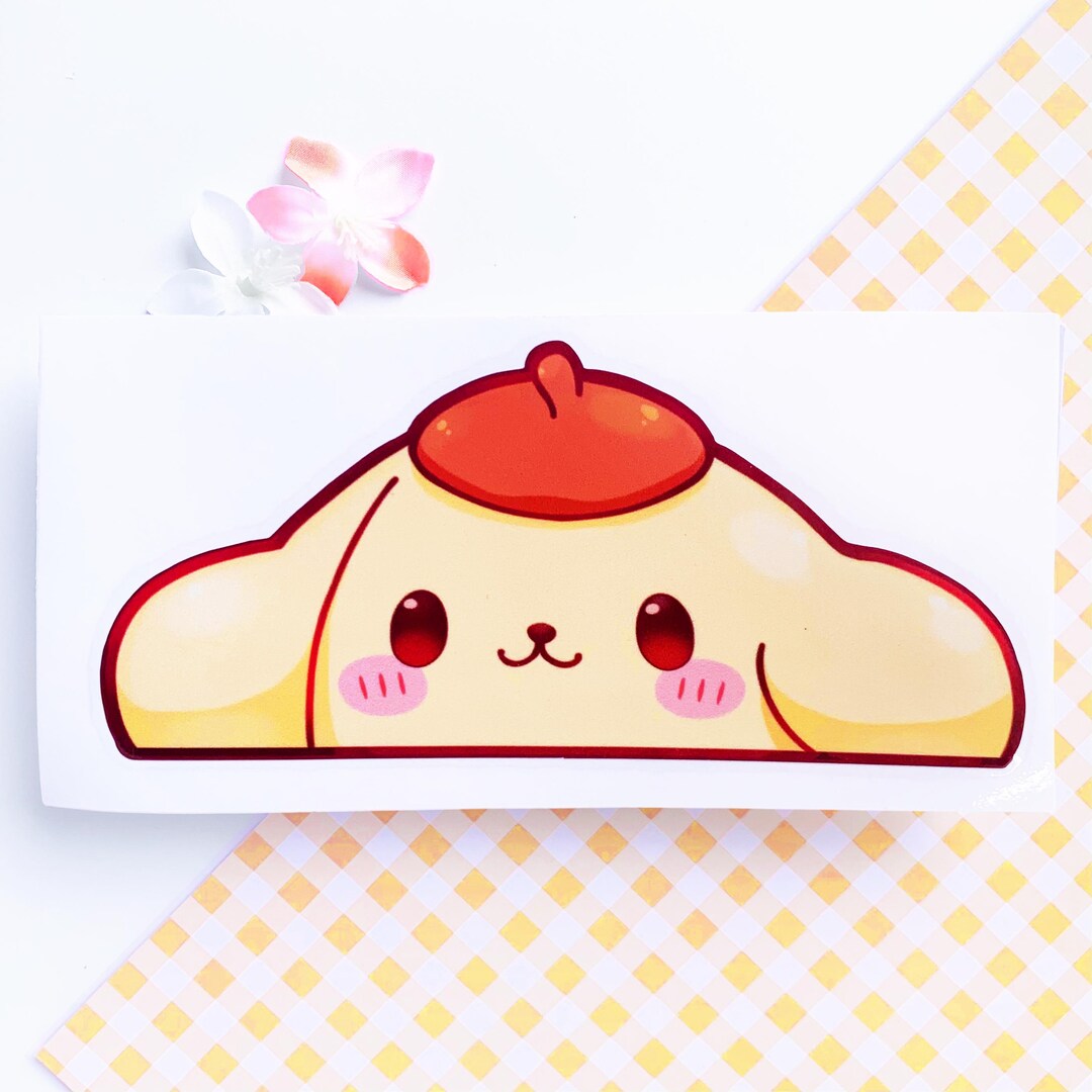 Pom Pom Pudding Flan Dog Large Peeker Stickers | Cute Matte Waterproof ...