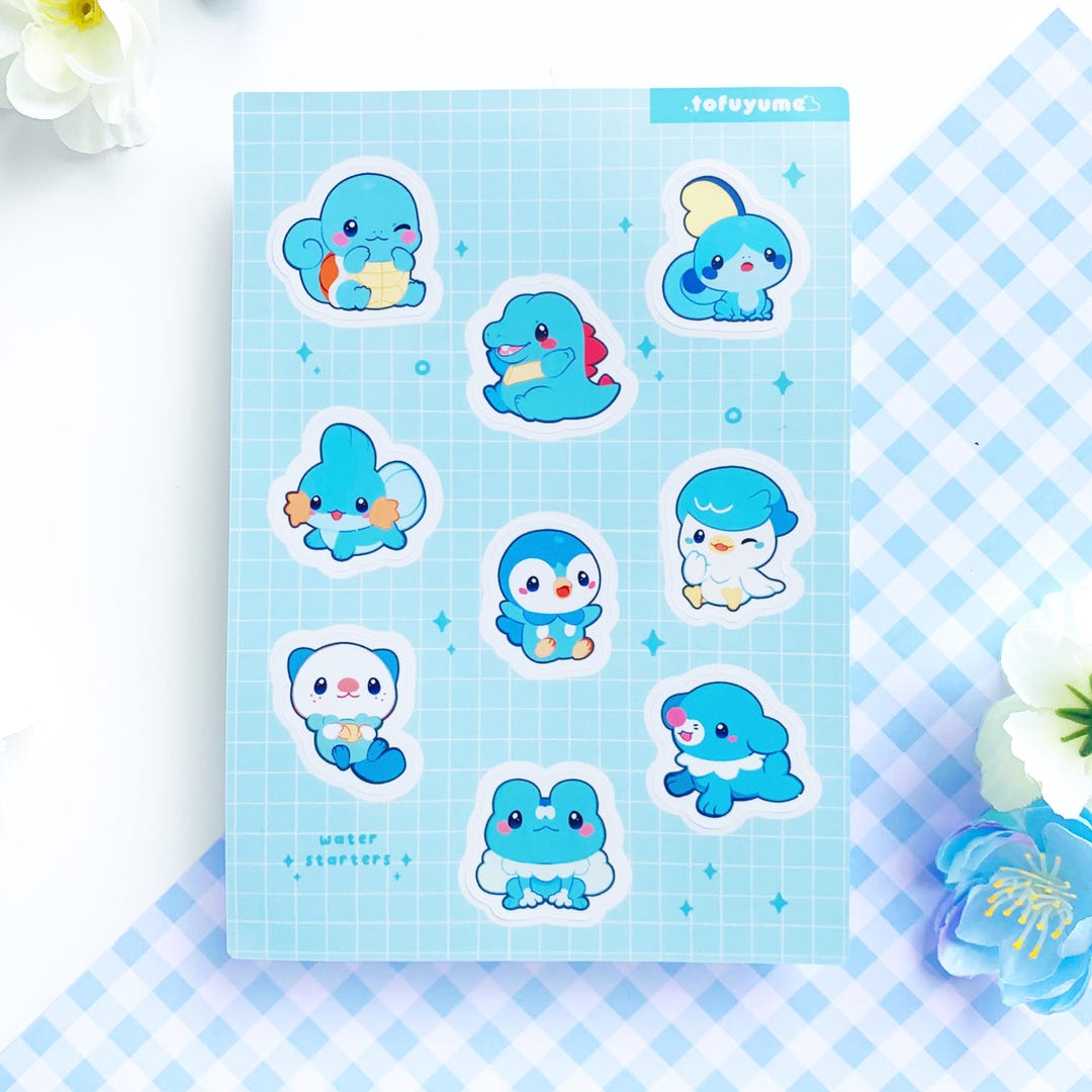 PKMN Water Starters Type Friends - Vinyl Sticker Sheet - Waterproof - Etsy