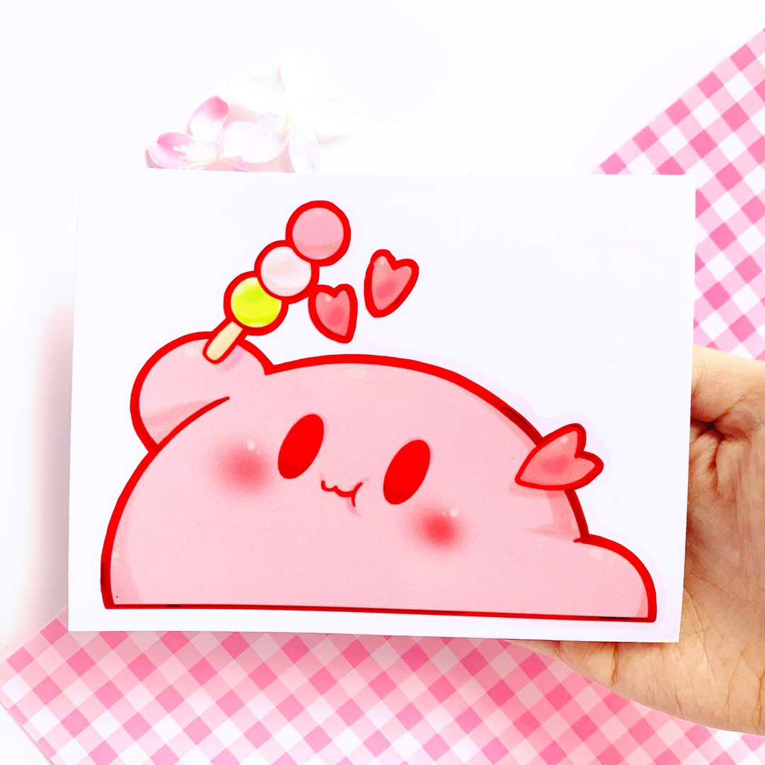 Kirby Poyo Sakura Large Peeker Stickers | Cute Matte Waterproof ...