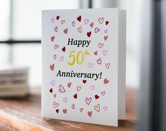 Gold 50 Years Card - Etsy