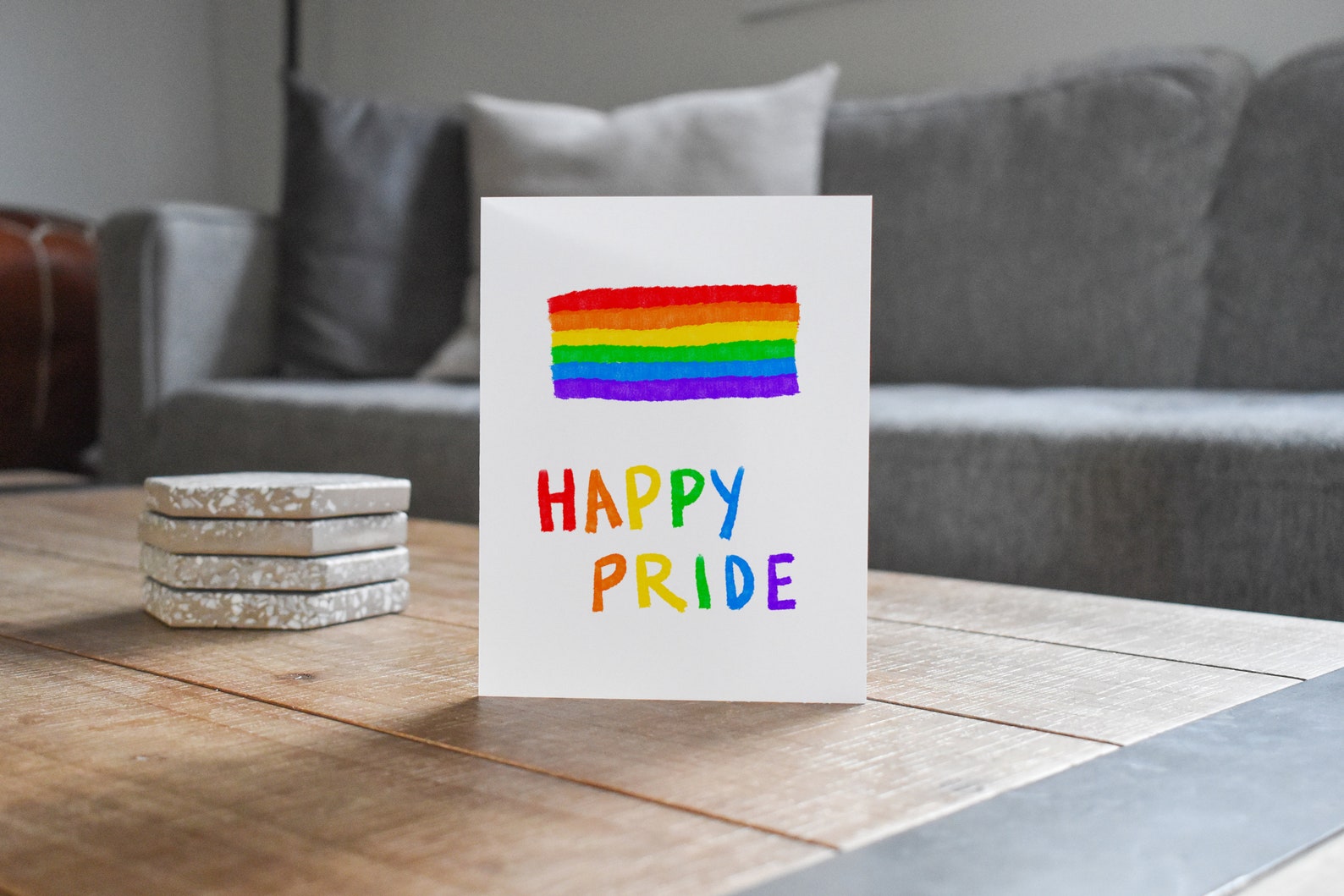 Happy Pride Rainbow Flag Lgbtq Greeting Card Gay Pride Card Etsy