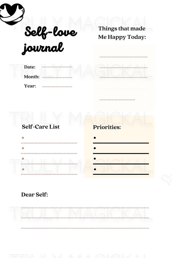 Self Love Journal/ Self Care/ Instant download | Etsy