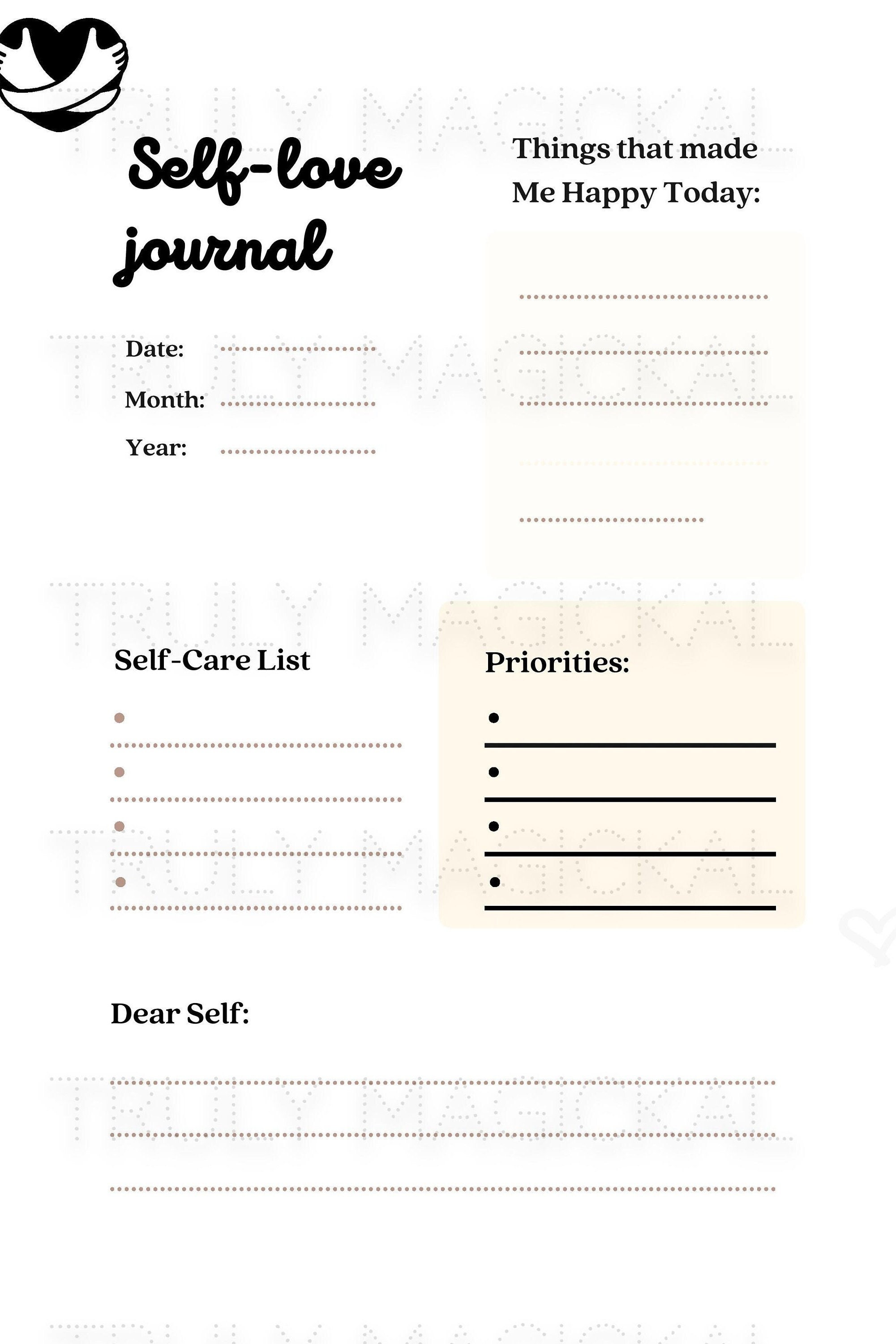Self Love Journal/ Self Care/ Instant Download - Etsy