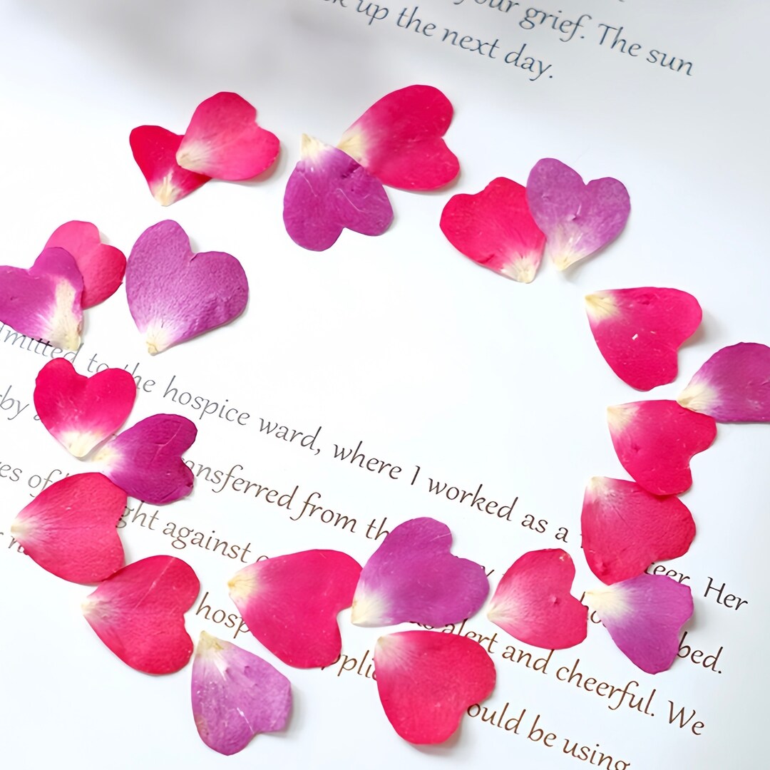 12-piece Pressed Heart Shape Rose Peta | Mini Flowers | Edible Flowers ...