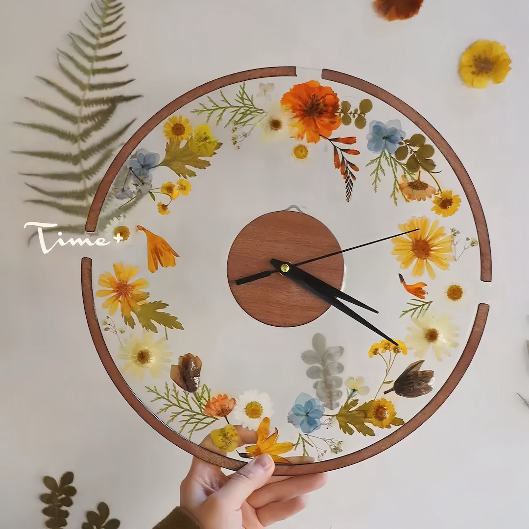 12'' Custom Resin Flower Wall Clock, Wall Clock Unique, Made to Order ...