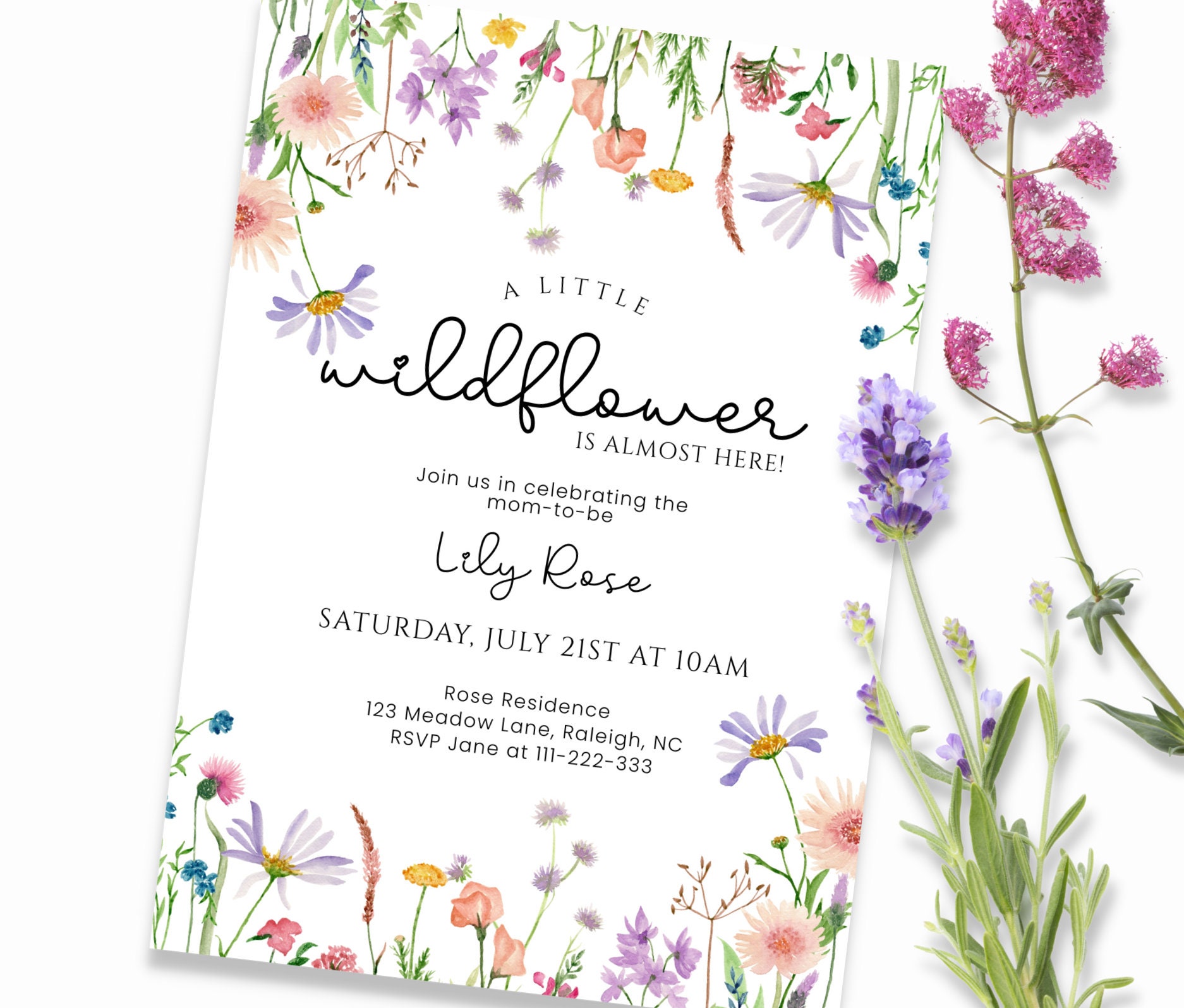Wildflower Baby Shower Invitation, Garden Baby Shower, Wildflower Baby ...