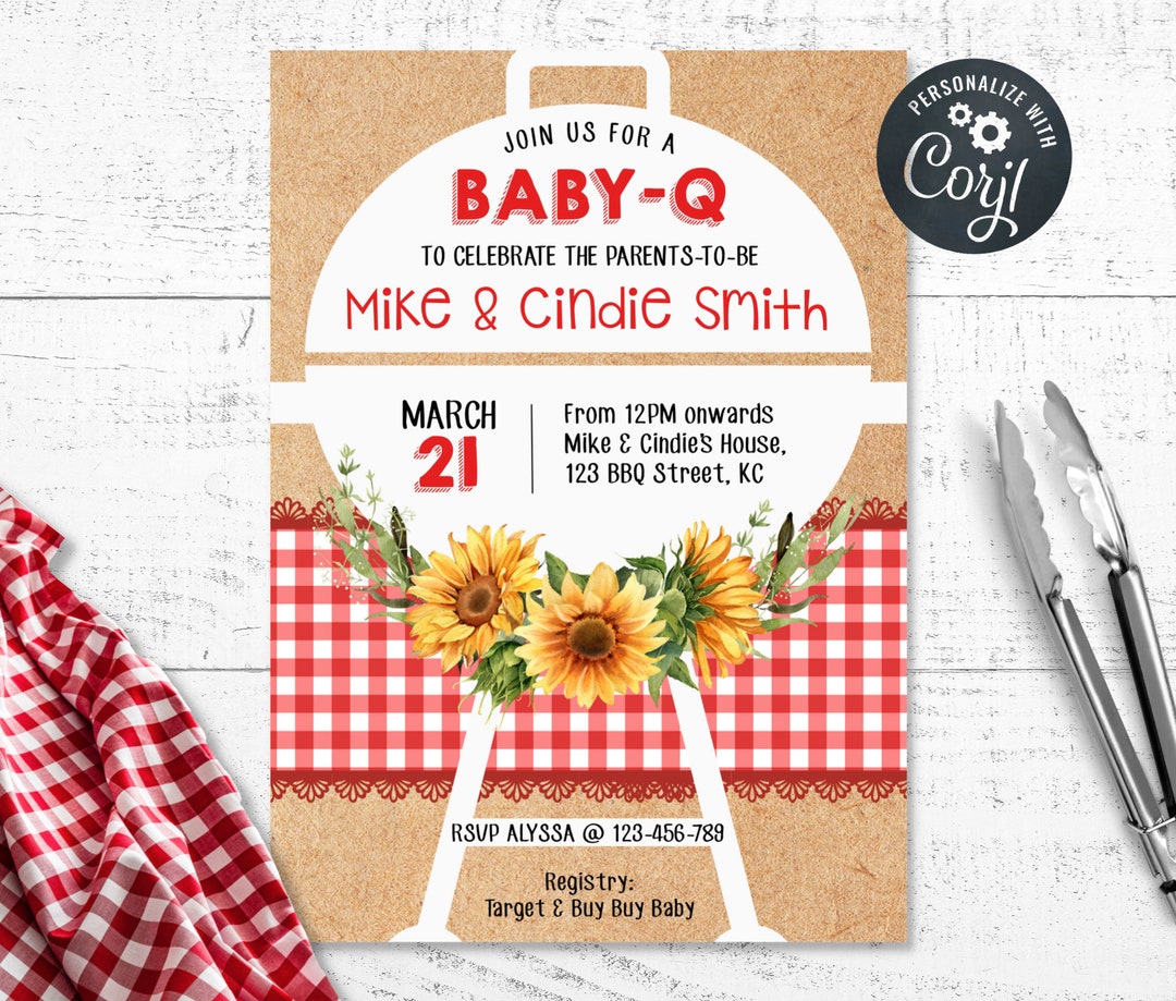Editable Babyq Invitation, Baby-q, Baby BBQ, BBQ Couples Baby Shower ...