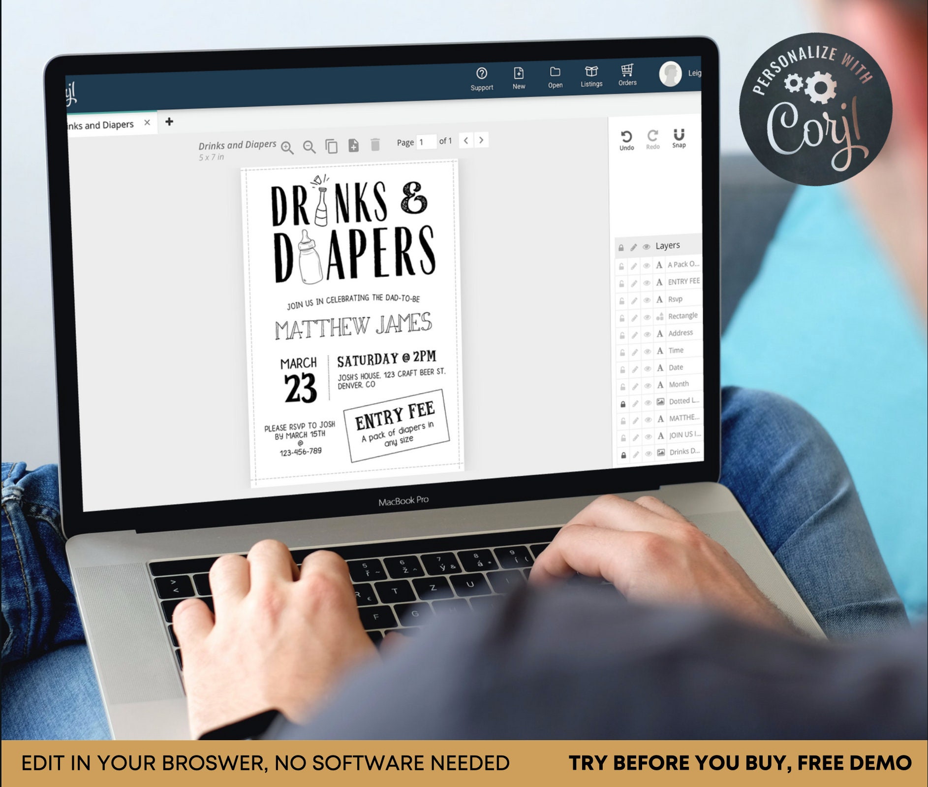 Diaper Party Invitation, Diaper Baby Shower Invitation, Dad Shower ...