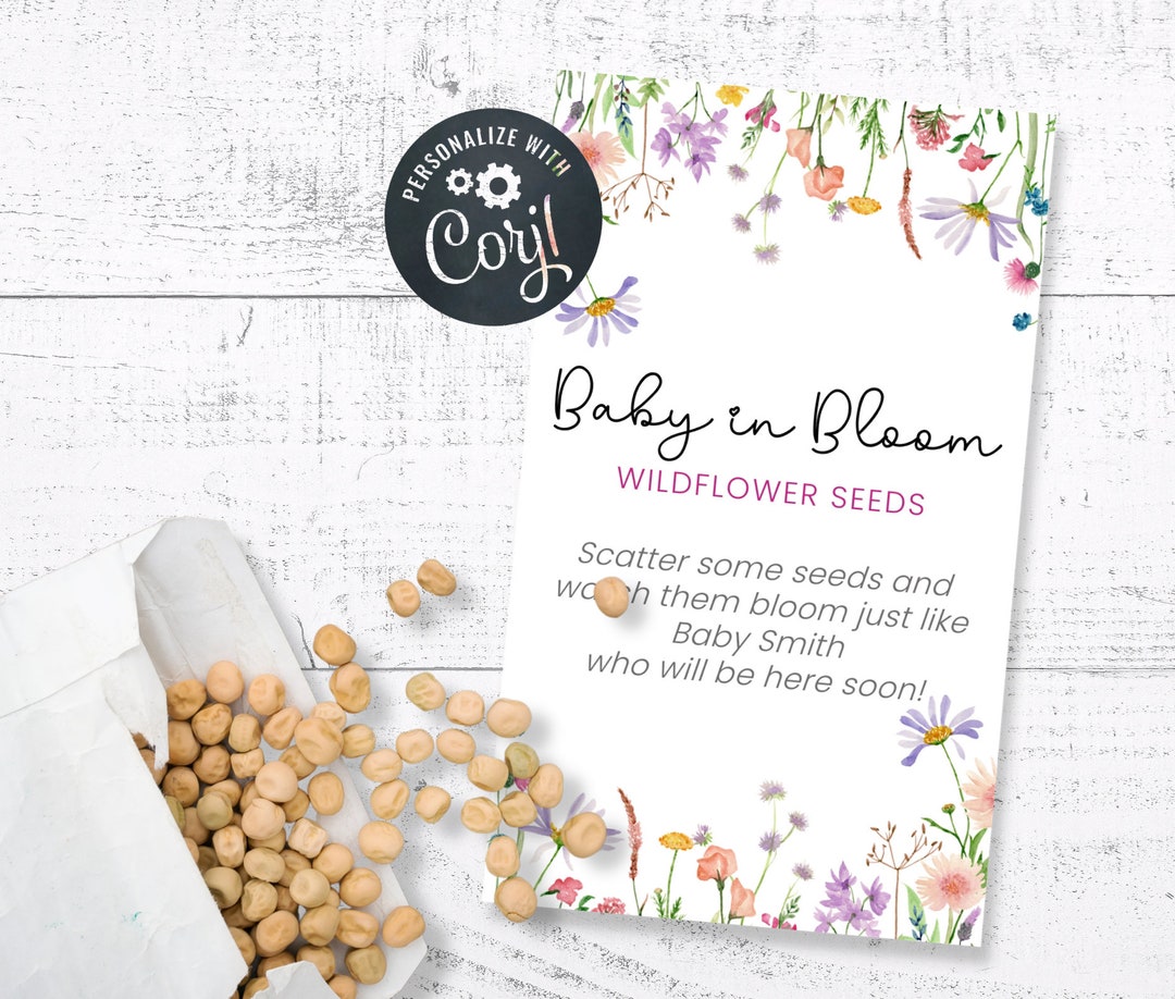 Wildflower Baby Shower Wildflower Seeds Favor Tag, Garden Baby Shower ...