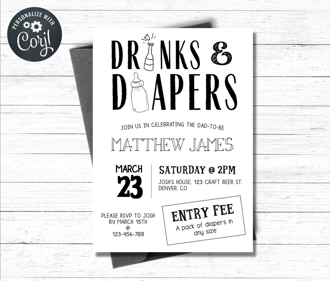 Diaper Party Invitation, Diaper Baby Shower Invitation, Dad Shower ...