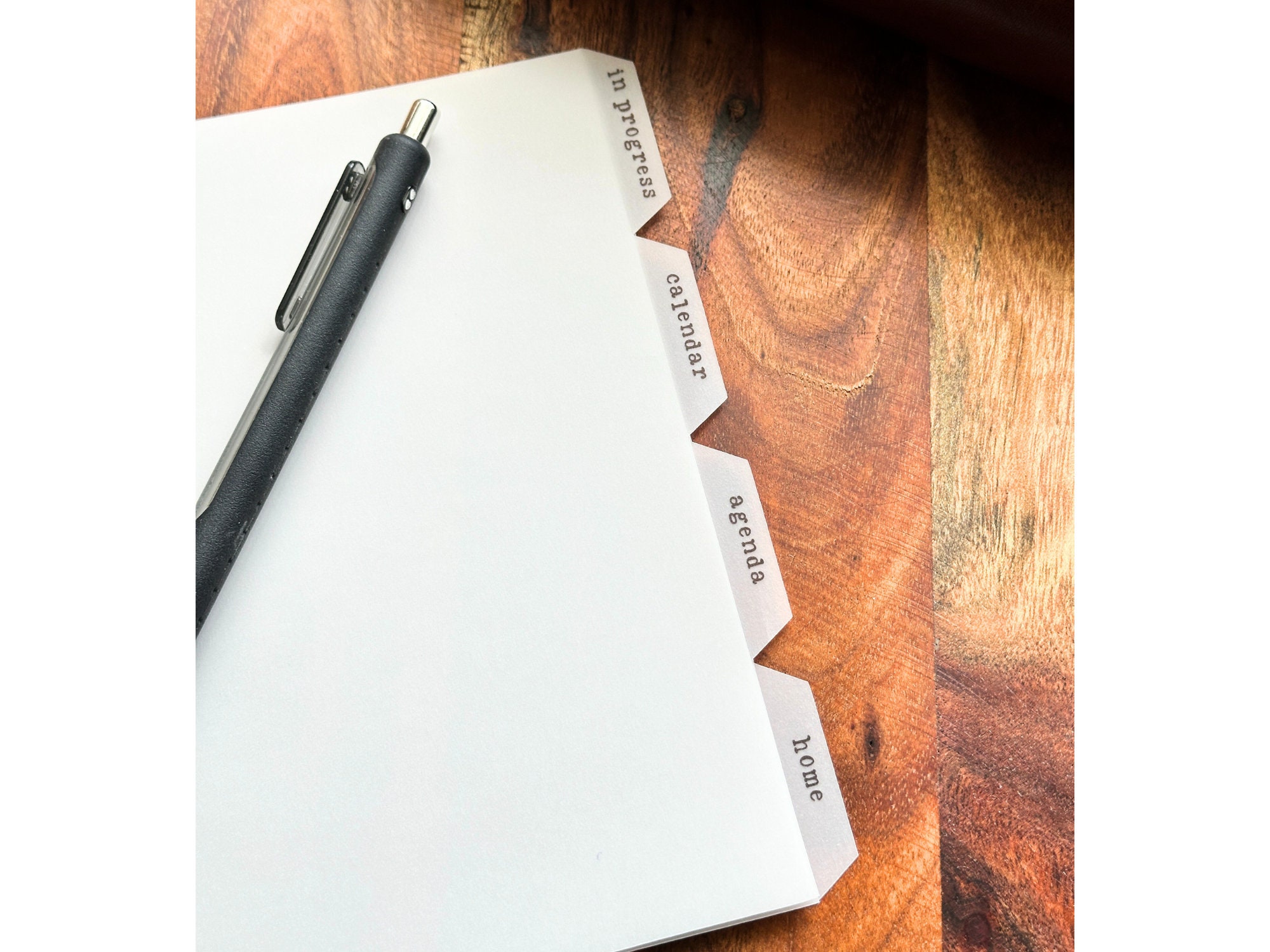 Set of 4 Vellum Side Tab Planner Dividers Custom Planner Dashboards A5 ...