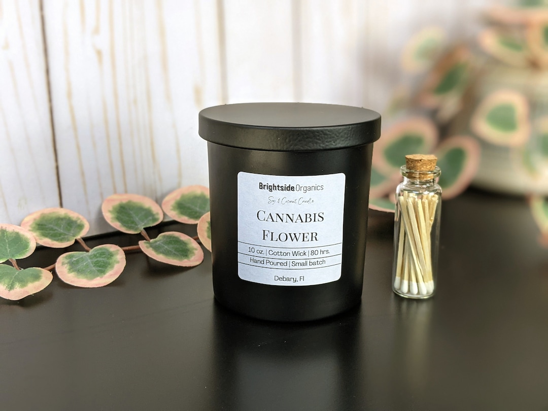 Cannabis Flower Candle Weed Scented Candle Funny Pothead Gift Marijuana ...