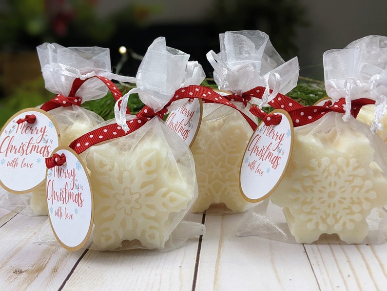 6 Organic Gift Wrapped Snowflake Soaps | Christmas Soap | Holiday Soap ...