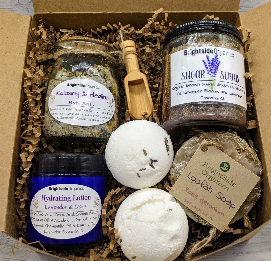 Spa Gift Set Relaxing Lavender Gift Box Self Care Kit Relaxation Gift ...