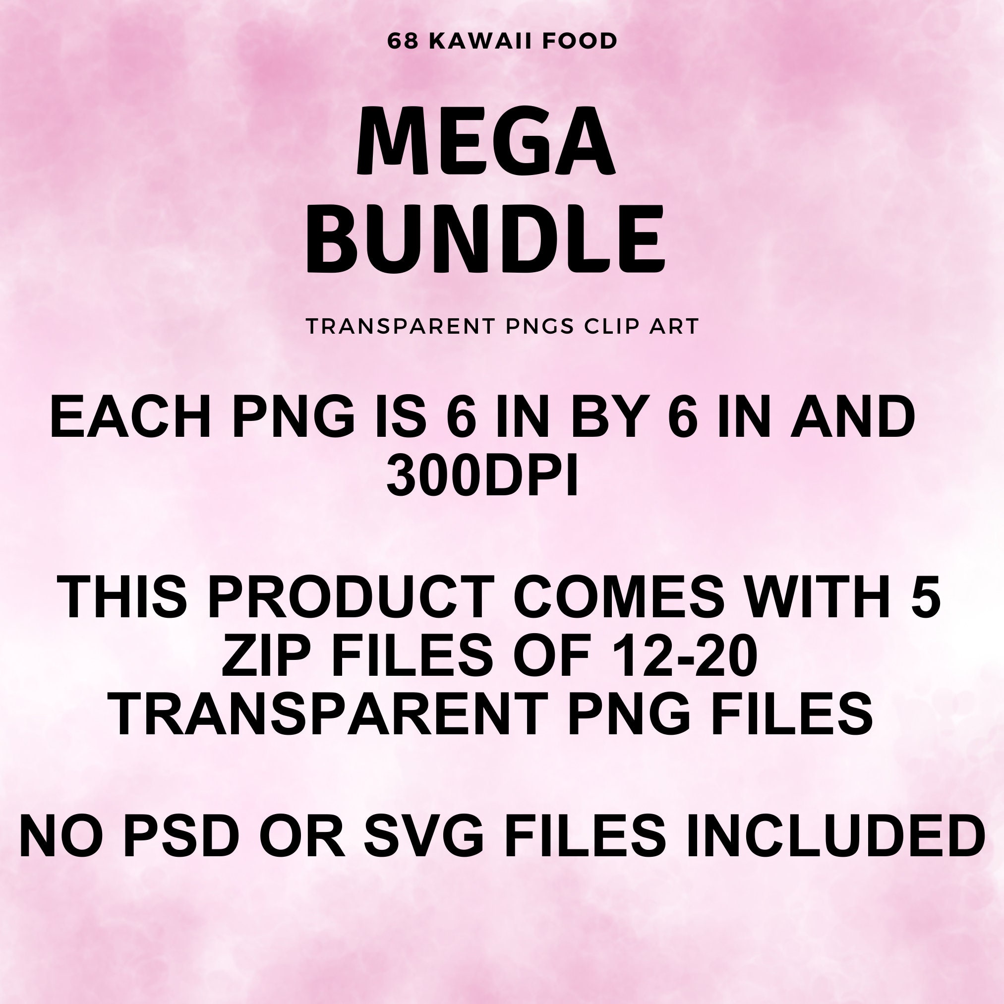 Kawaii Food Clipart Bundle - 68 Cute Culinary Stickers - Transparent ...