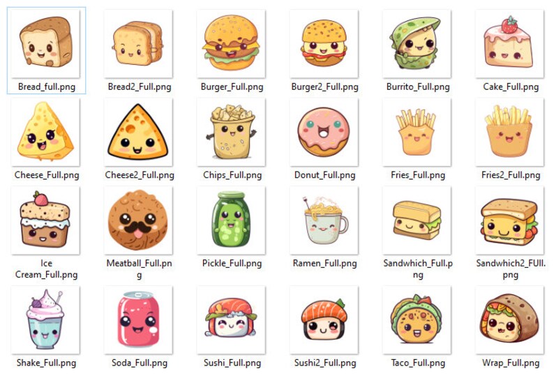 Kawaii Food Clipart - 24 Transparent PNG Files - Cute Food Stickers ...