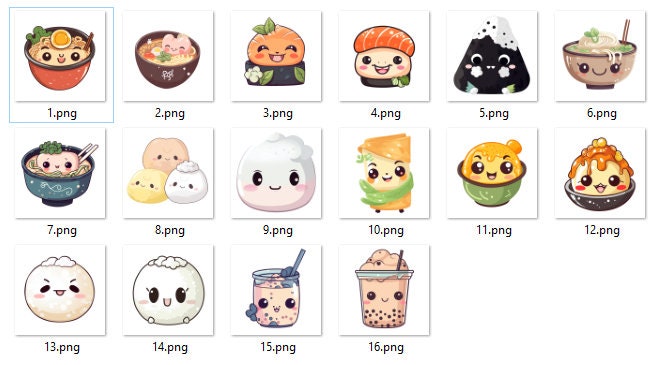 Kawaii Asian Food Clipart - 16 Adorable Digital Illustrations - Etsy