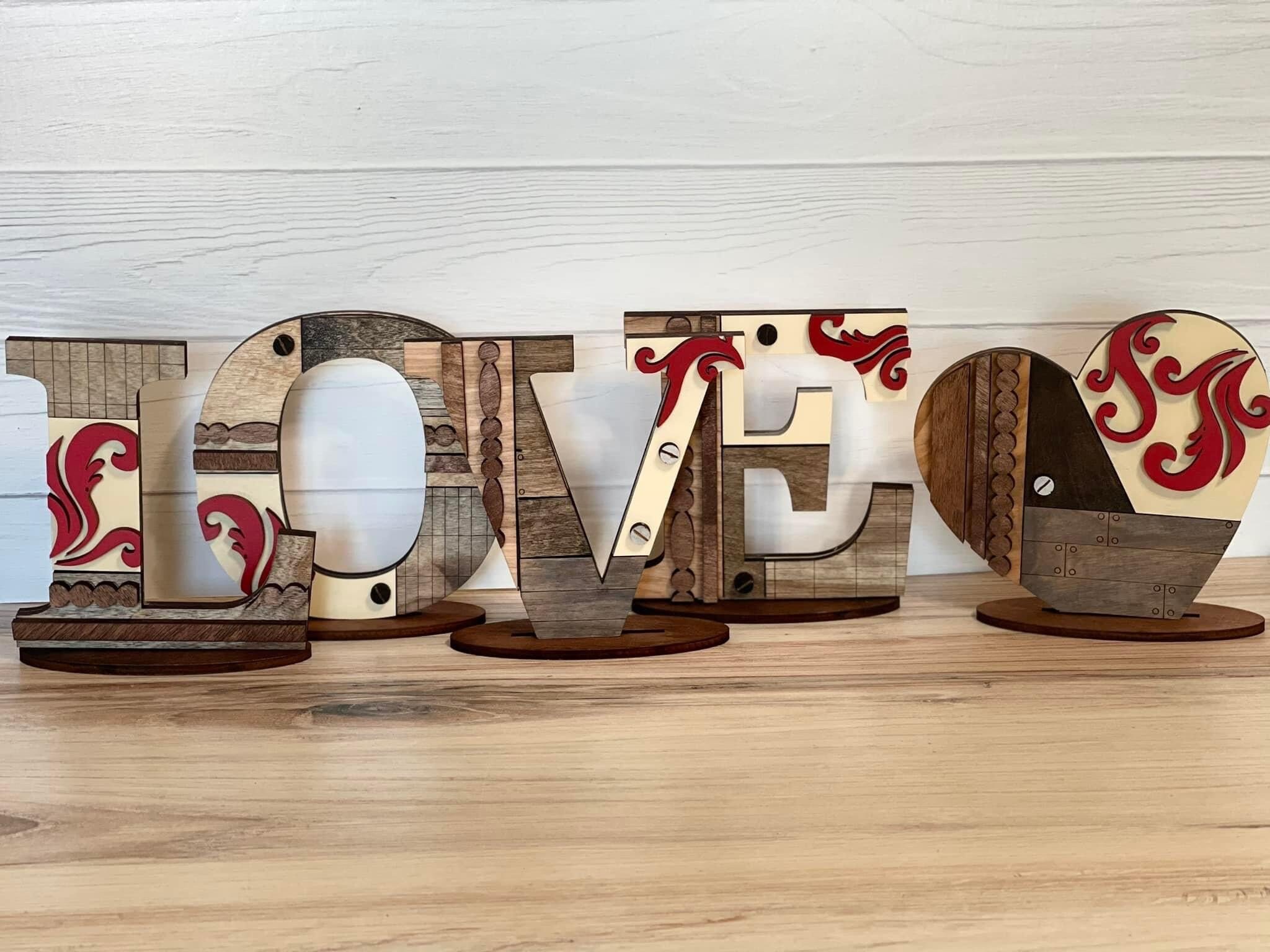 Rustic Standing Wood Letters: Custom Stained Decor - Etsy