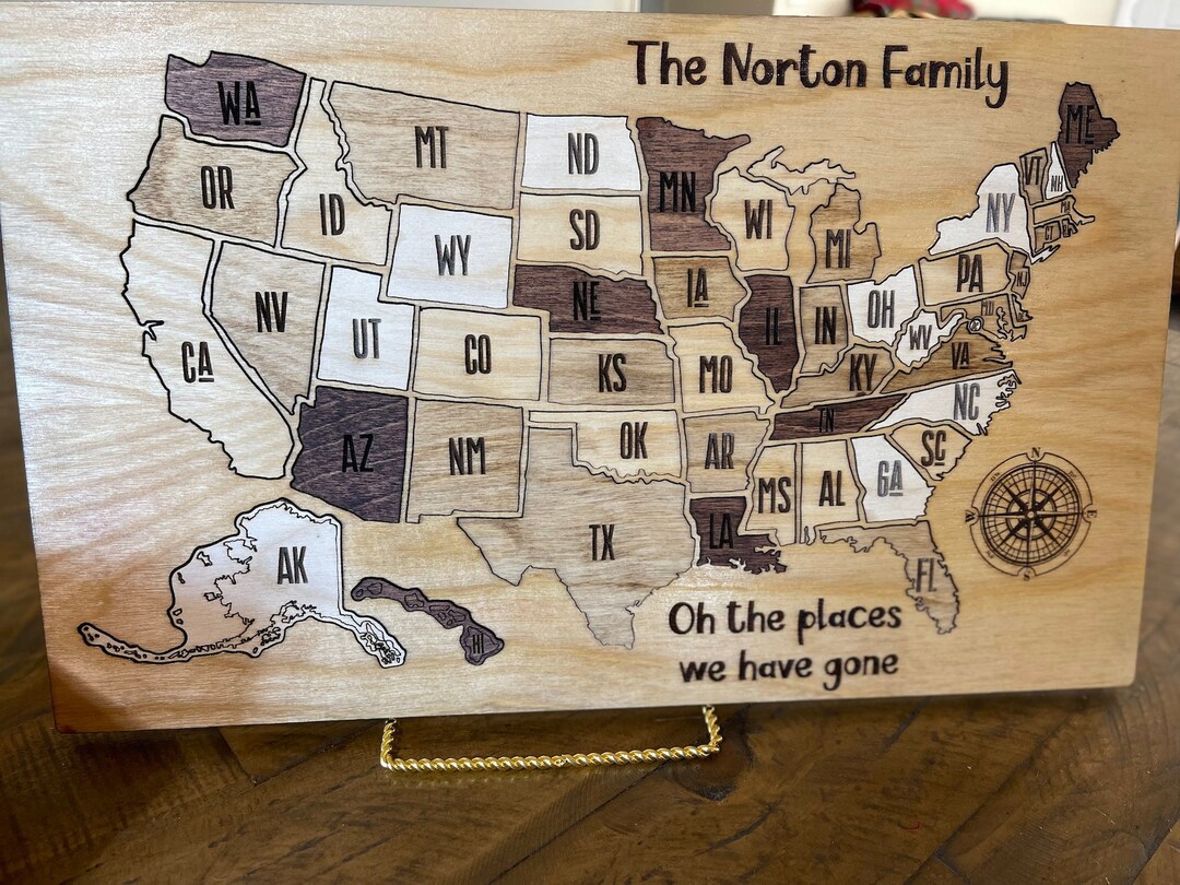 U.S. Puzzle Travel Map, Gift, Wood US Map, Home Decor, Travel Journal ...