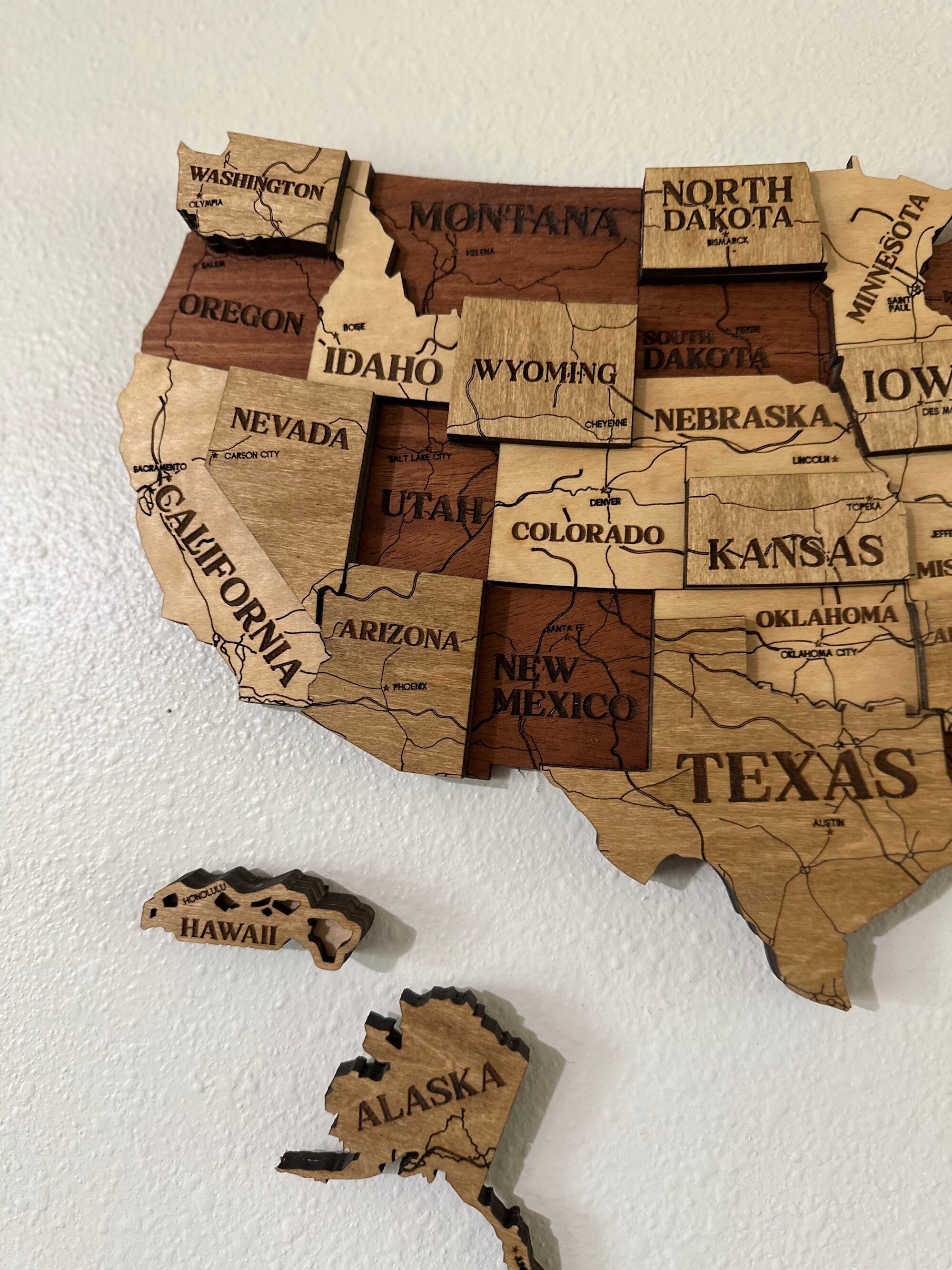 3D USA Travel Map, Wall Decor - Etsy