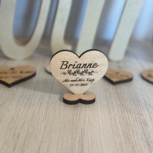Heart Shape Place Settings With Stand, Personalized Wedding Name Plates ...