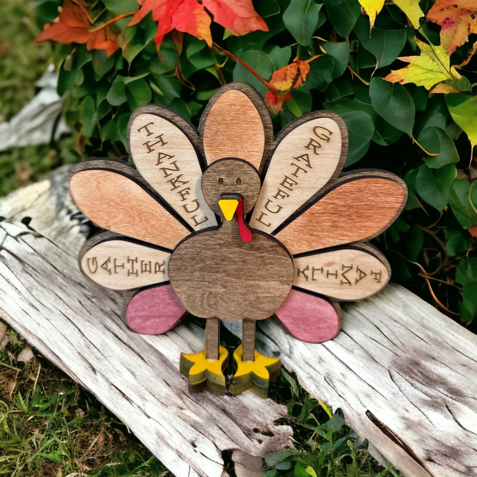 Standing Wood Turkey, Turkey Family, Wood Thanksgiving Decor Center ...