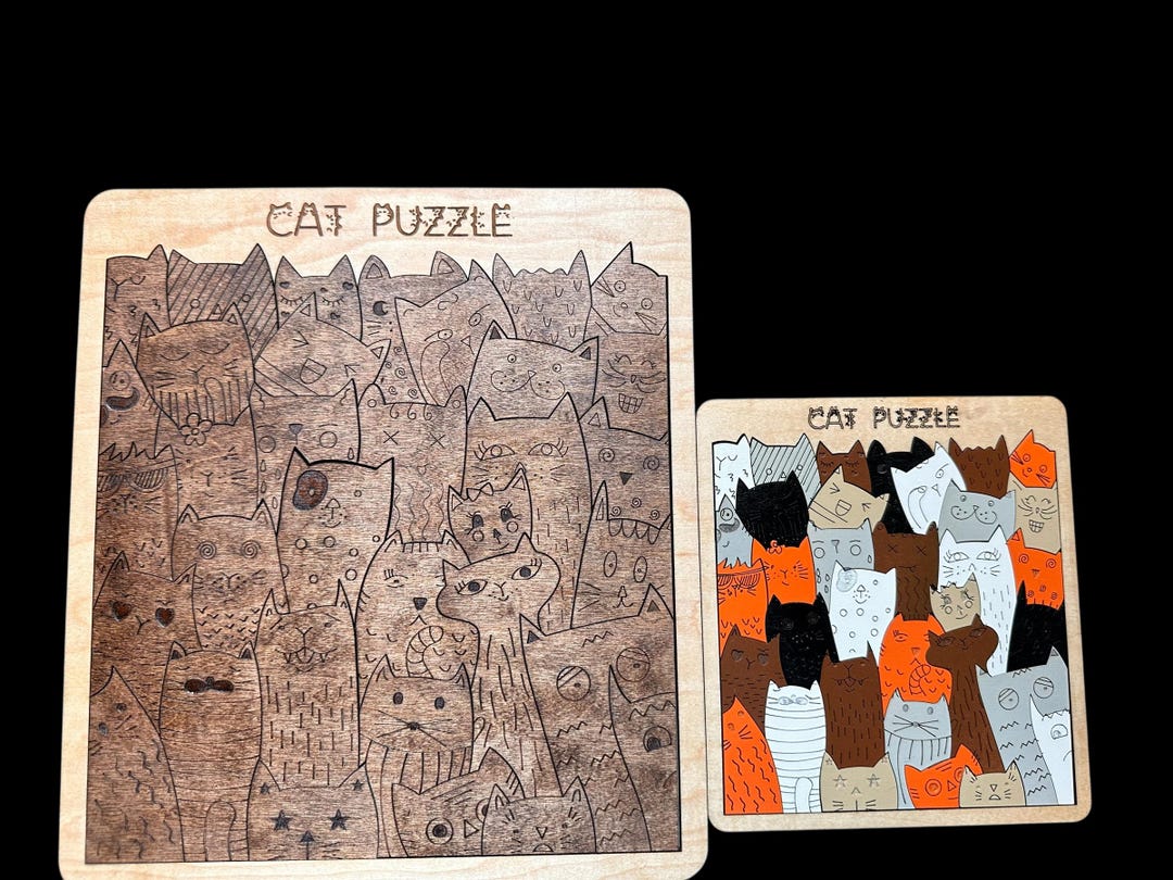 Handcrafted 34-piece Wooden Cat Puzzle – Gift for Puzzle Fans or Cat ...