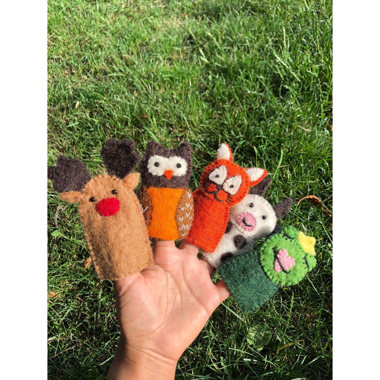 Set of Wool Felt Animal Finger Puppet Finger Puppet Set | Etsy