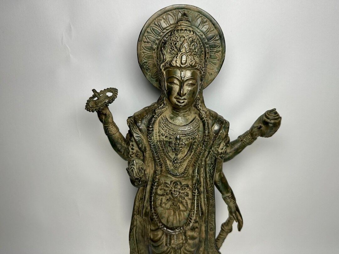 Bronze Lord Vishnu, Four Hands God, Vishnu Sculpture, Hinduism God ...