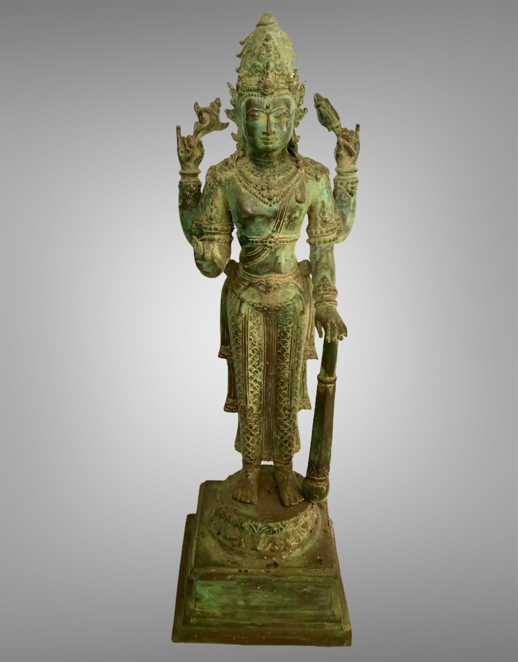 18.5 INCH Lord Vishnu Four Hands, Hinduism God, Vishnu Bronze Statue ...