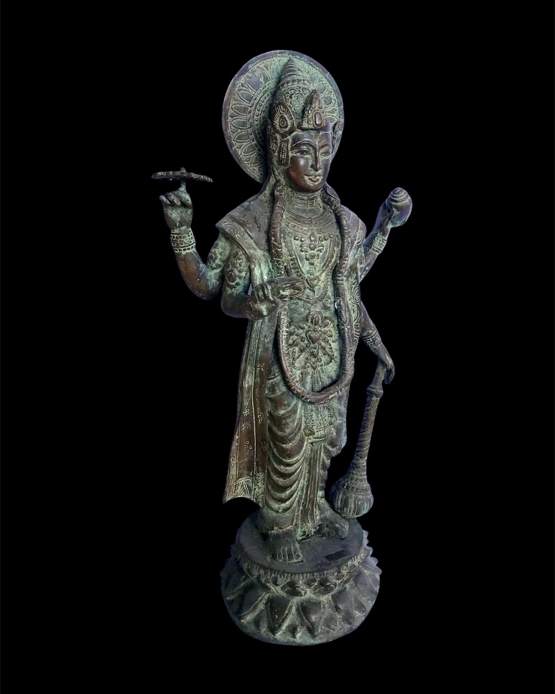 Bronze Lord Vishnu, Four Hands God, Vishnu Sculpture, Hinduism God ...