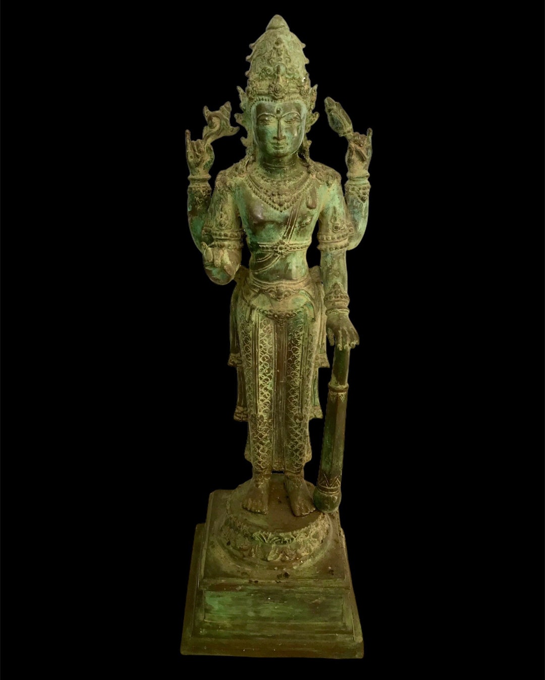 18.5 INCH Lord Vishnu Four Hands, Hinduism God, Vishnu Bronze Statue ...