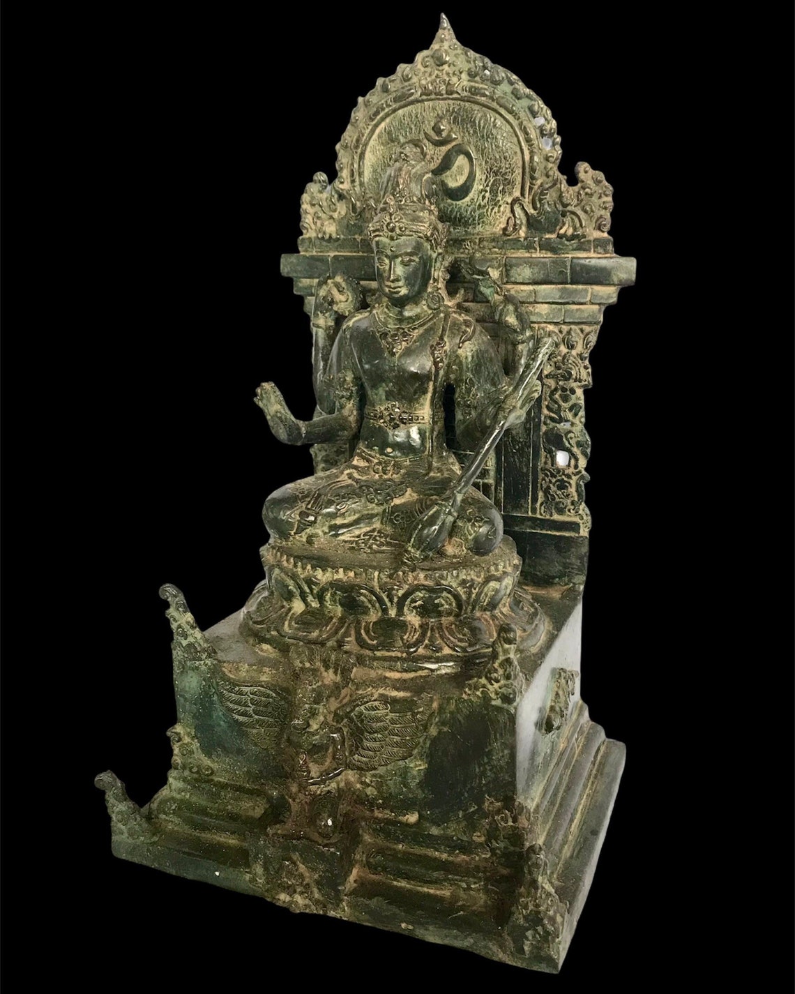 Vishnu Bronze Statue, Lord Vishnu on Throne, Hindu God, Vishnu ...