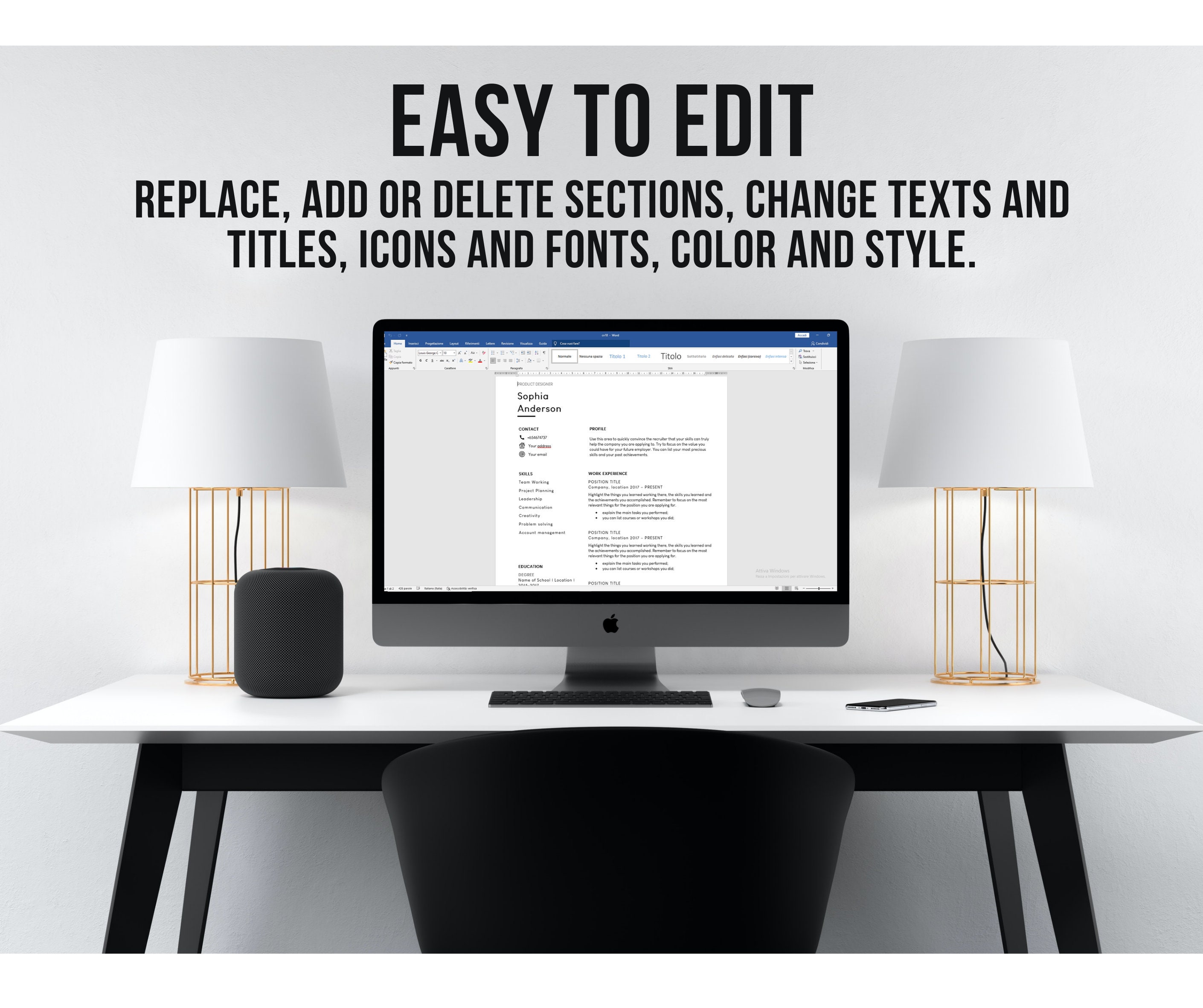 CV Resume Template With Photo for Word | Creative and Modern Resume ...