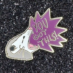 Motivational Possum Pin, You Got This Possum Friend, Hard Enamel Pin ...