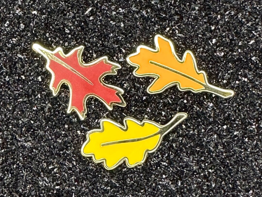 Fall Leaf Pin Set, Oak Leaves, Autumn Leaves Enamel Pins, Board Filler ...