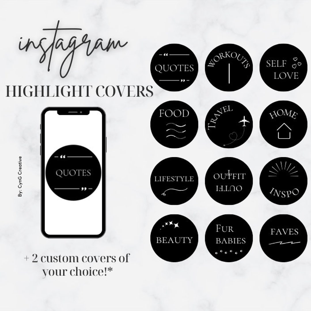 Instagram Highlight Covers Minimalist, Black and White IG Highlight ...