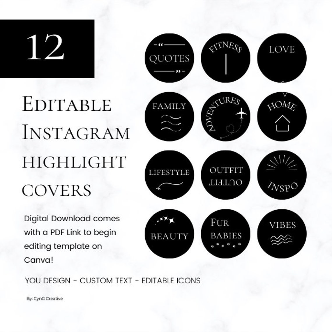 Black and White Instagram Highlight Covers, Minimalist Instagram ...