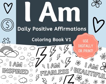 Positive Affirmations Coloring Book: Daily Mantras (digital Download ...