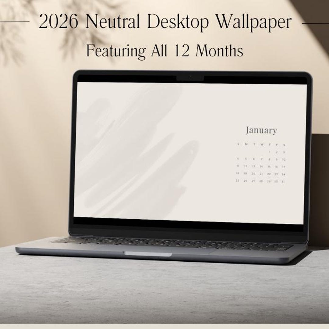 2026 Digital Calendar Wallpaper: Warm Neutral Desktop Organizer ...