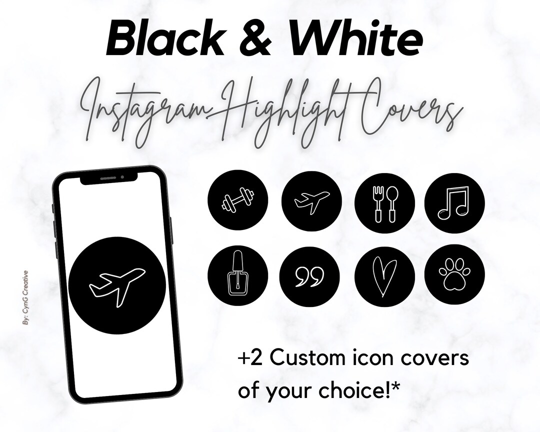 Black and White Instagram Highlight Covers, IG Highlight Covers ...