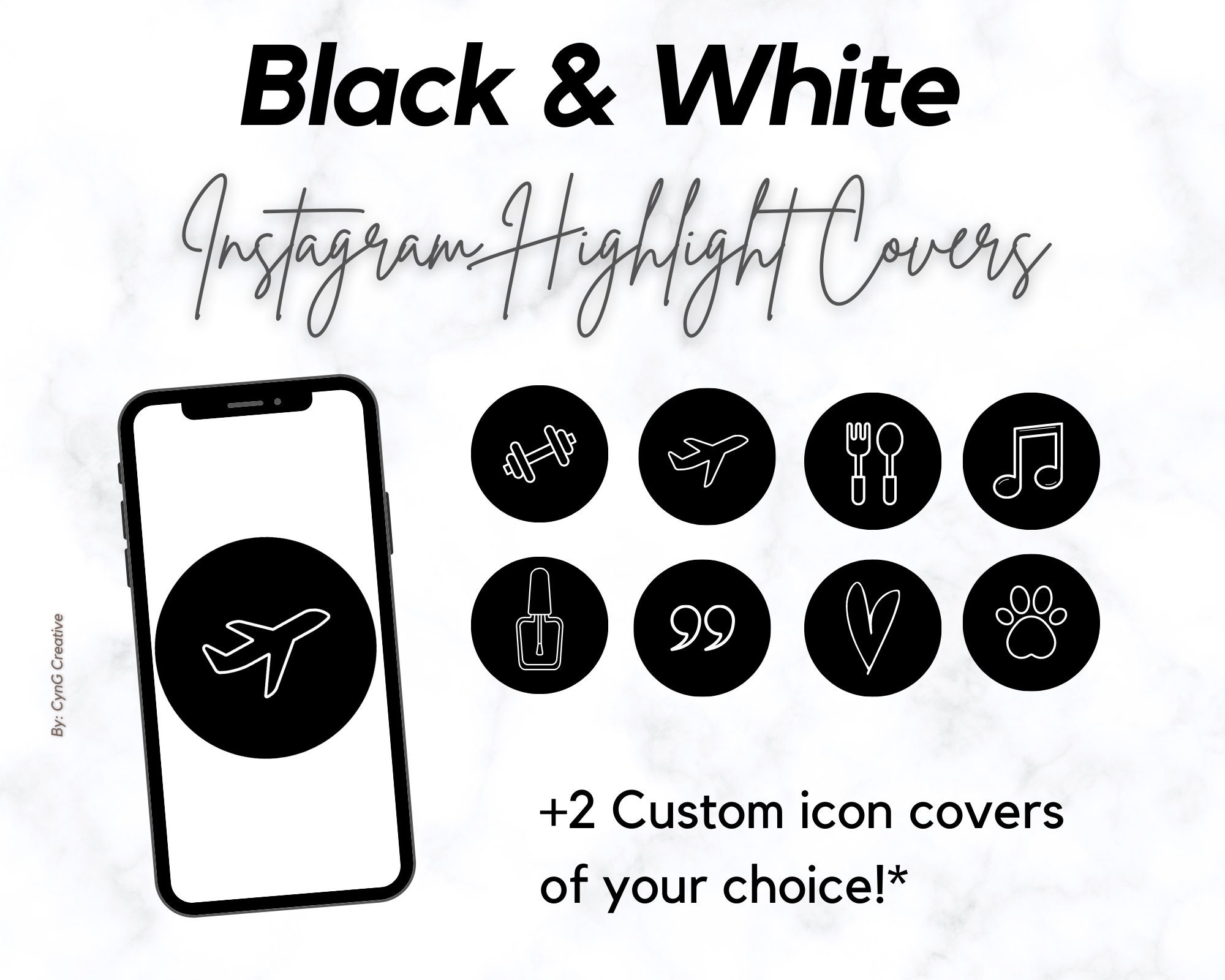 Black and White Instagram Highlight Covers, IG Highlight Covers ...