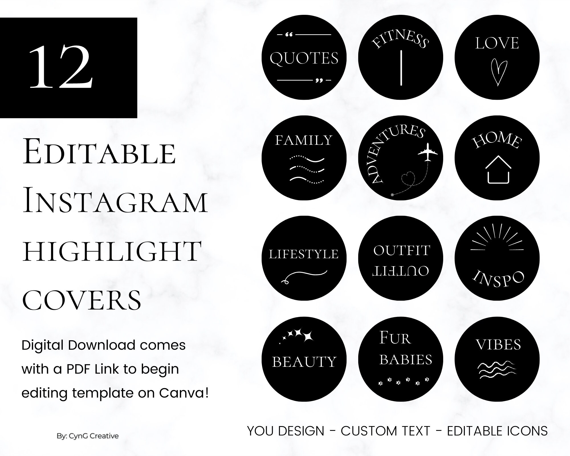 Black and White Instagram Highlight Covers, Minimalist Instagram ...