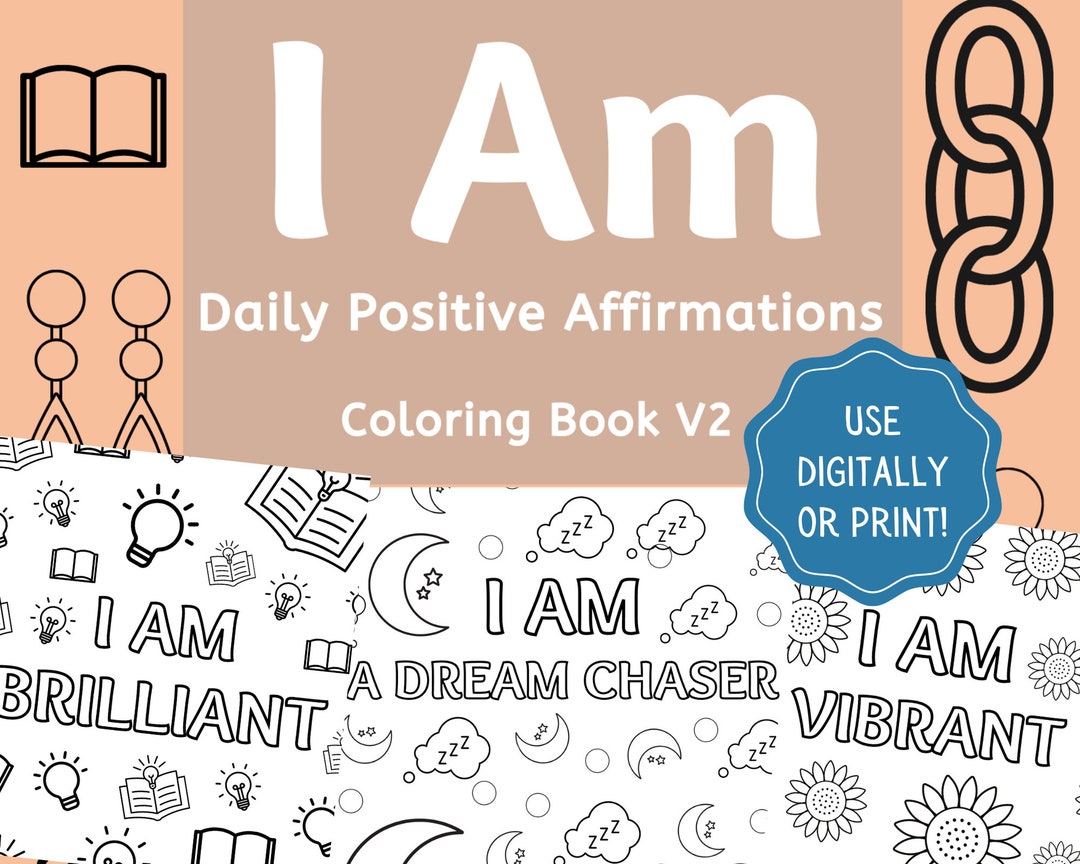 Positive Affirmations Coloring Book: Daily Mantras (digital Download ...