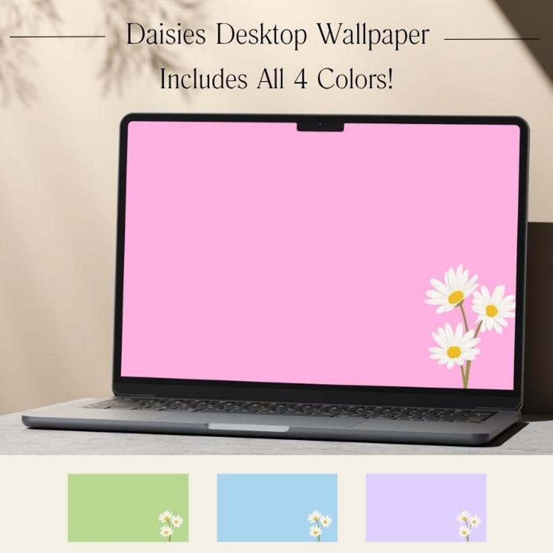 Floral Desktop Wallpaper, Pink Green Blue Purple Modern Aesthetic ...