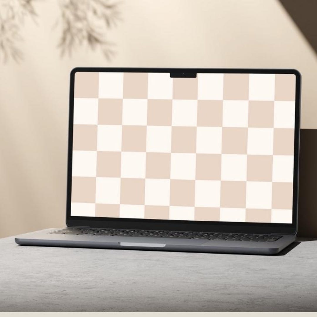 Checkered Desktop Wallpaper, Neutral Background, Aesthetic Wallpaper ...
