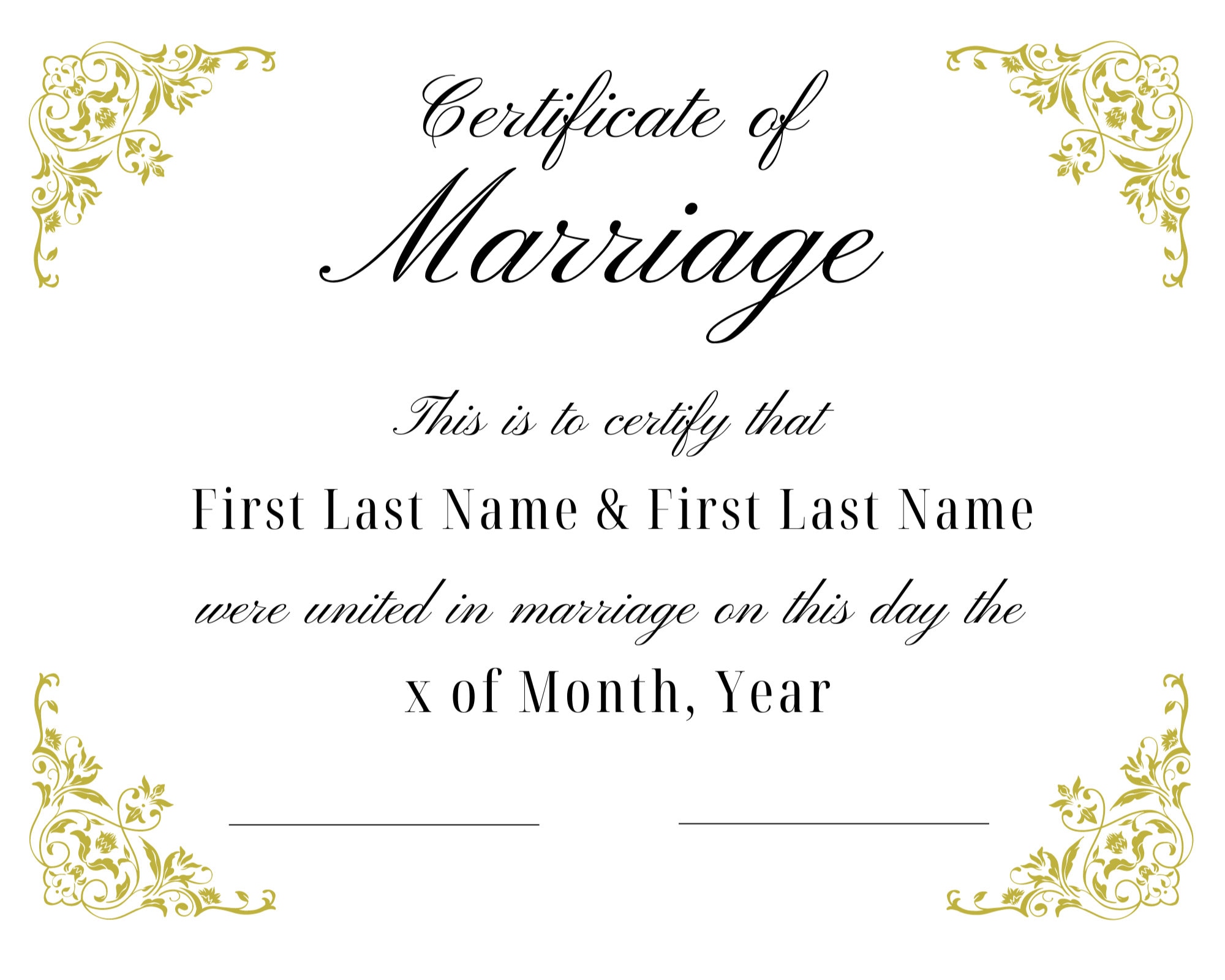 Editable Marriage Certificate Template: Custom Wedding Keepsake (canva ...