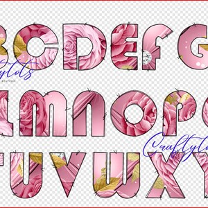 Rosey Doodle Alphabet PNG Alphabet Letters PNG Rose Gold Sublimation ...