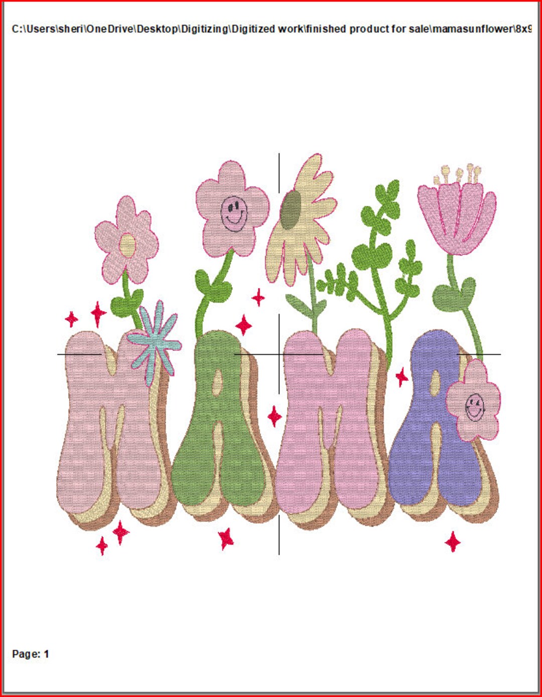 Mama Flower Embroidery Design File, Mother's Day Embroidery File , Easy ...