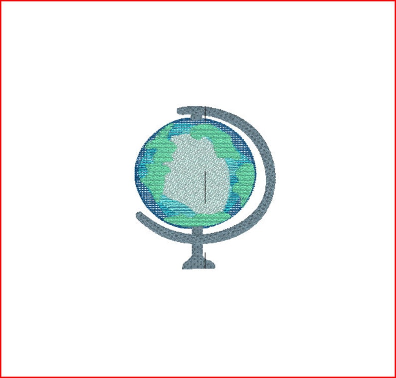 World Globe Spin Embroidery Design, Back to School (digital File) - Etsy